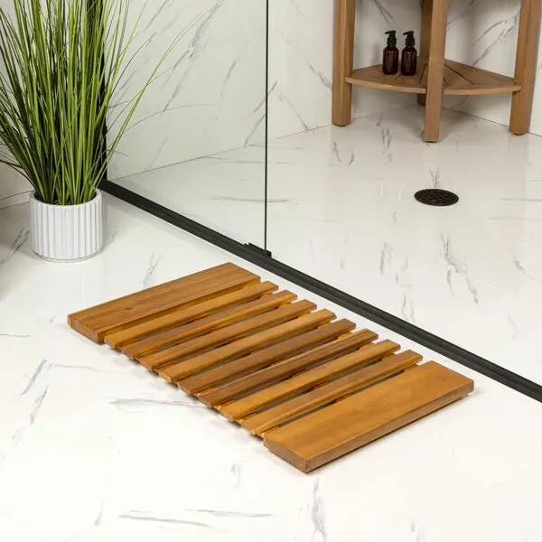 JONATHAN Y Paige Modern Classic Acacia Wood Slat Indoor/outdoor Shower Mat - Natural (20" X 32")